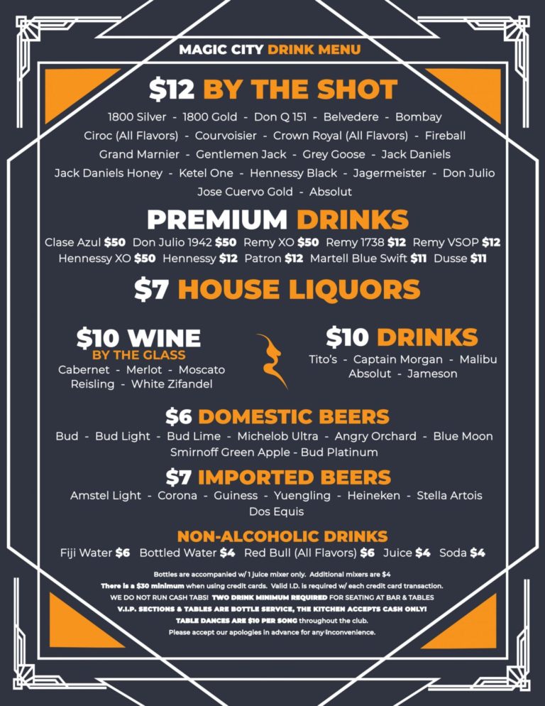 Menus | Magic City Reservations